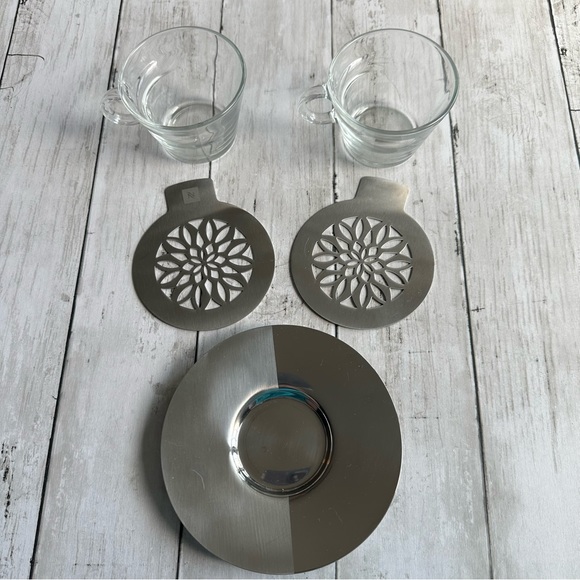 Nespresso | Kitchen | Preowned Nespresso Glass Mug Set With Floral Lid ...